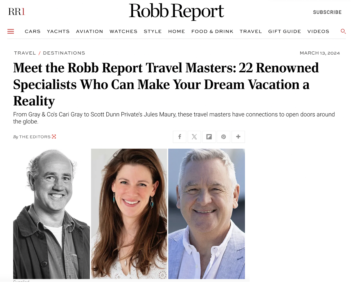 Robb Report Travel Masters 2024